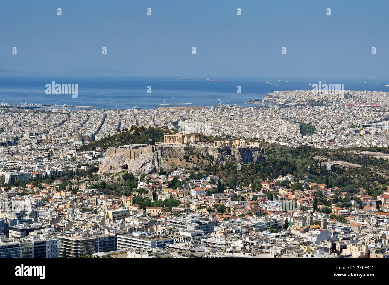 Athens, Greece - May 2022: Aerial view of Athens with The Parthenon. In ...