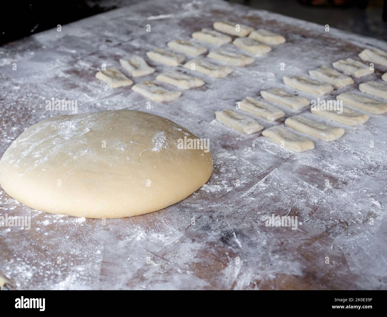 Preparation of raw materials for making deep-fried dough sticks or ...