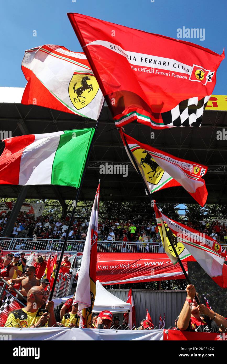 Monza, Italy. 11th Sep, 2022. Circuit atmosphere - Ferrari fans in the ...