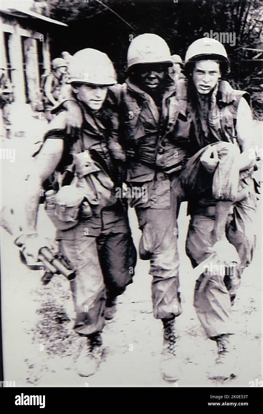US army operating in Vietnam circa 1968 against the Vietcong during the ...