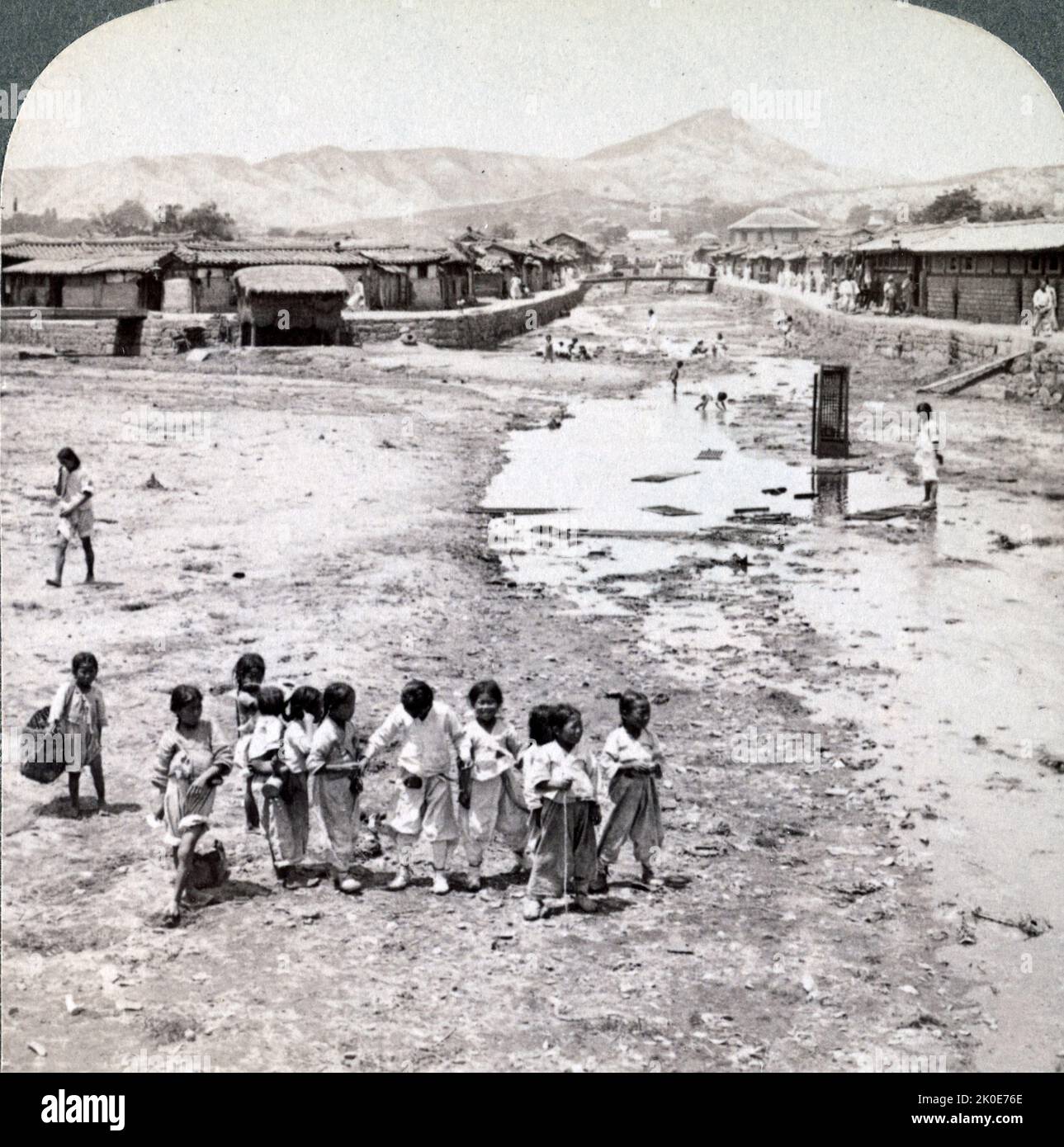 Joseon Era, Korea, 1890-1900. Street scene showing children playing ...