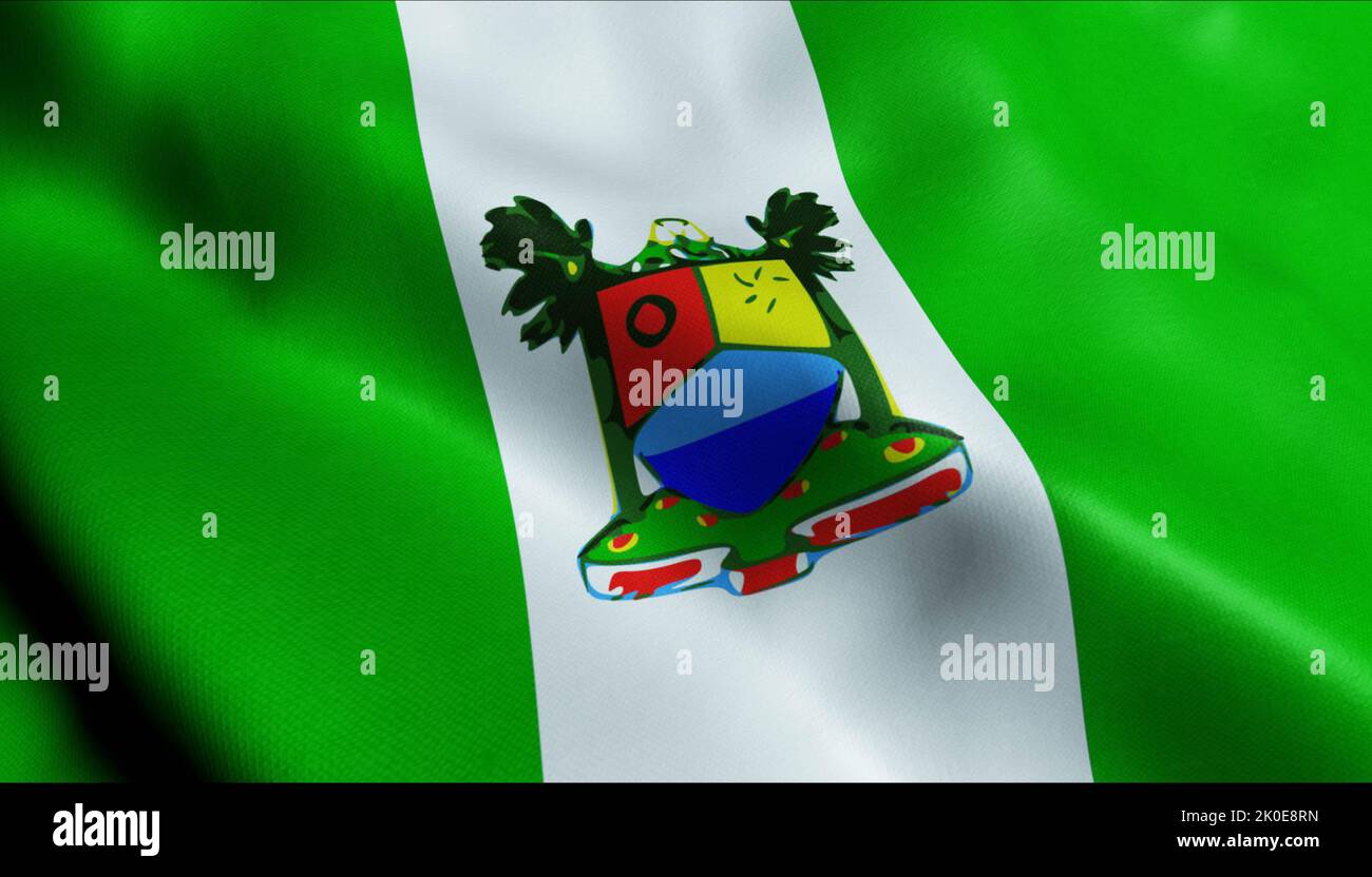 3D Illustration of a waving Nigeria city flag of Lagos Stock Photo - Alamy