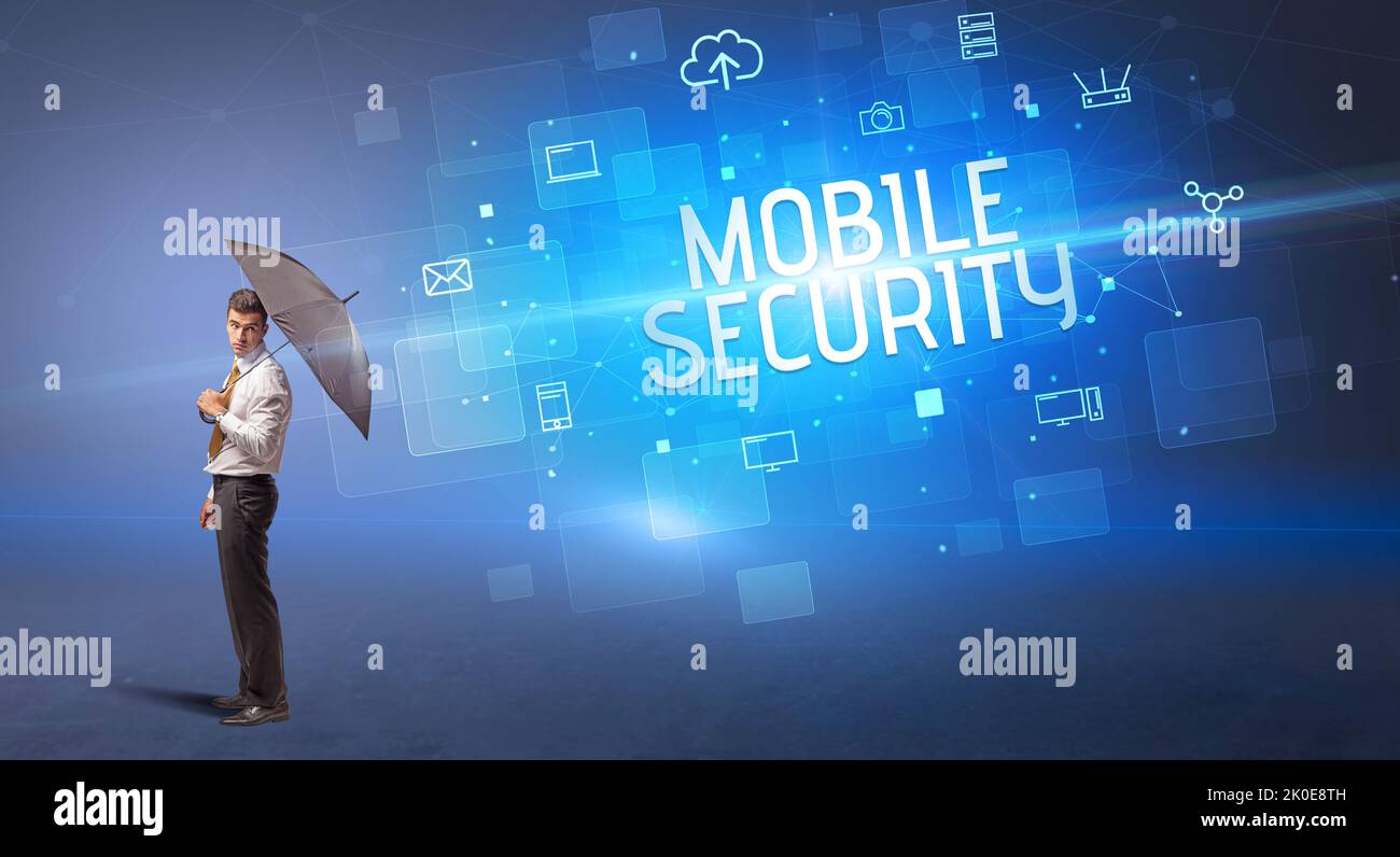 defending with umbrella from cyber attack Stock Photo - Alamy