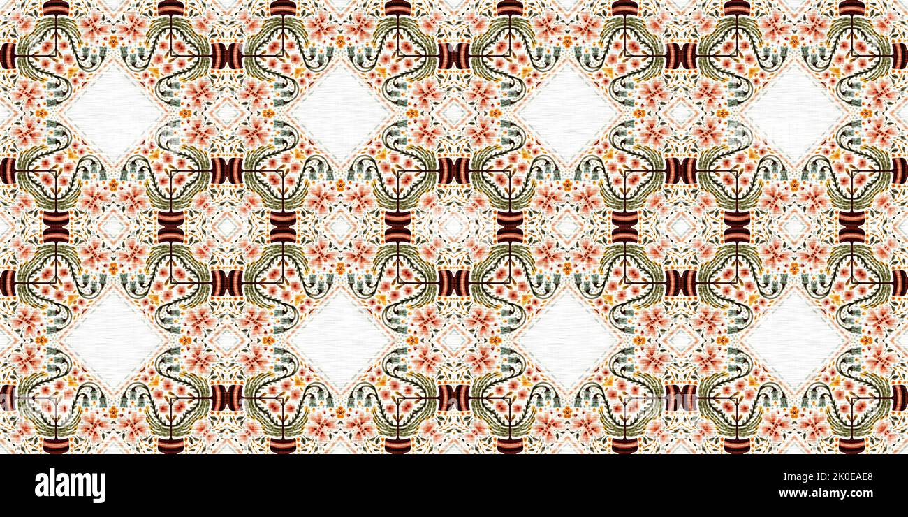 Boho botanical cottage core seamless border. Trendy decorative folklore ...