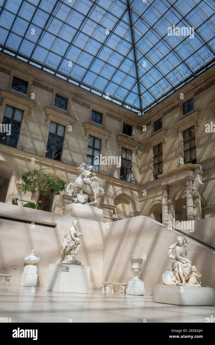The Cour Marly where French sculpture is exhibited, Louvre Museum, the ...