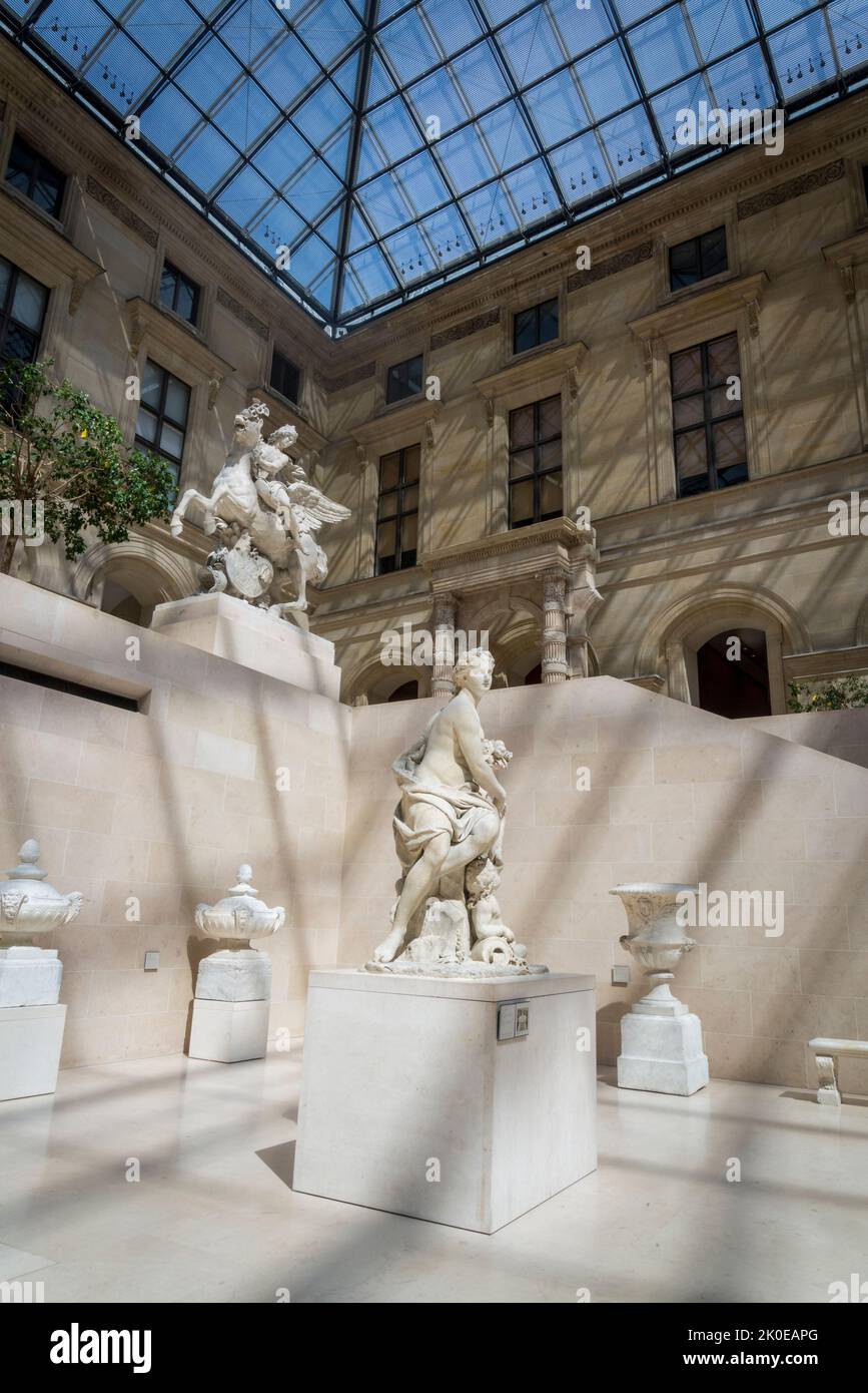 The Cour Marly where French sculpture is exhibited, Louvre Museum, the ...