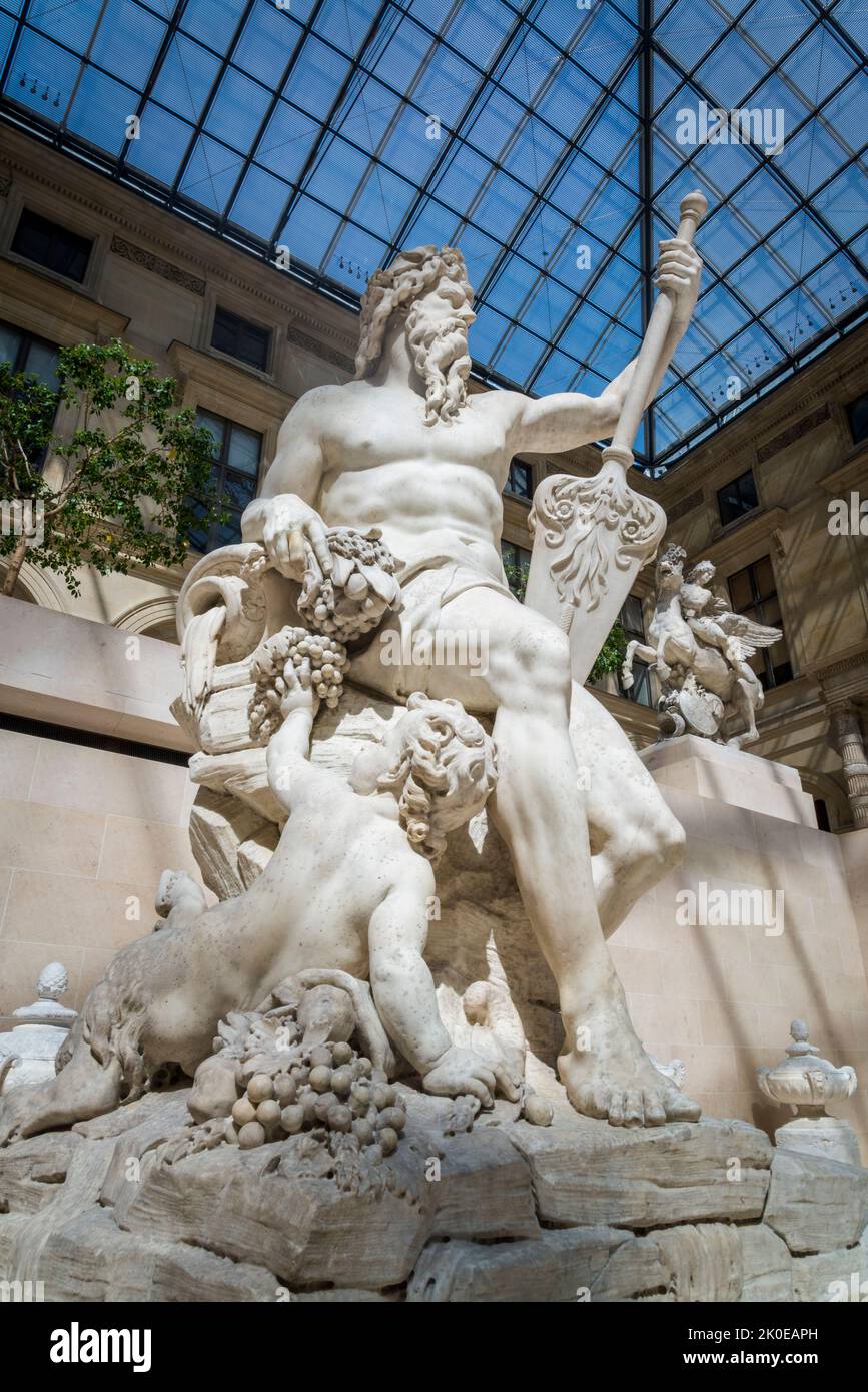 The Seine sculpture; by Antoine Coysevox; Carrara marble, The Cour ...