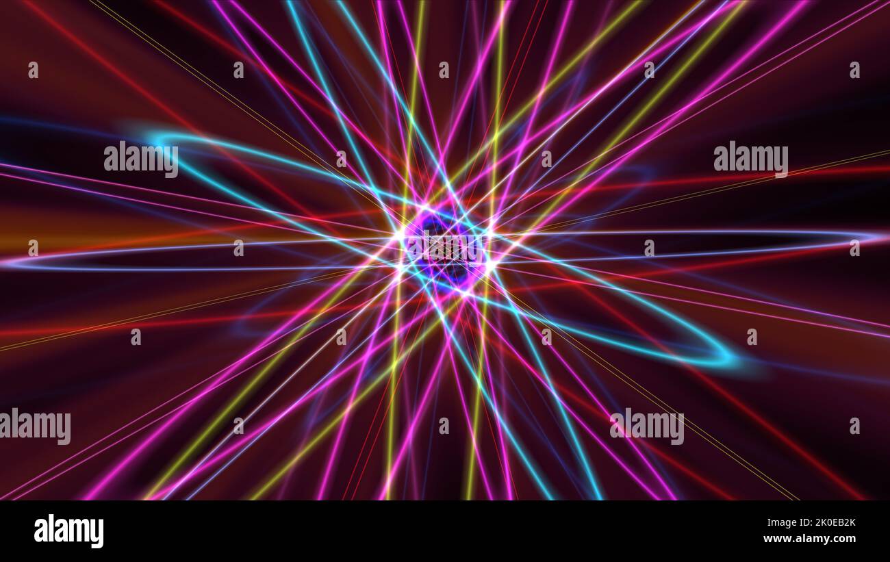 Glowing atom structure with light laser ring Stock Photo - Alamy