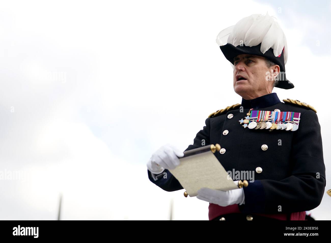 Tower Governor Andrew Jackson addresses the public on Tower Hill during ...