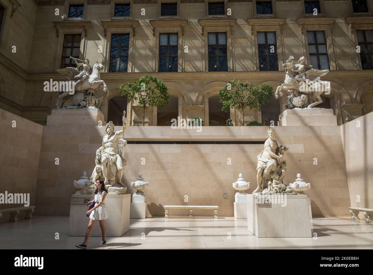 The Cour Marly where French sculpture is exhibited, Louvre Museum, the ...