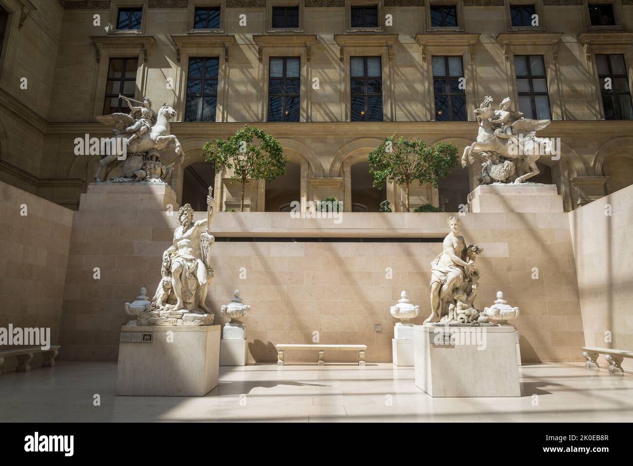 The Cour Marly where French sculpture is exhibited, Louvre Museum, the ...