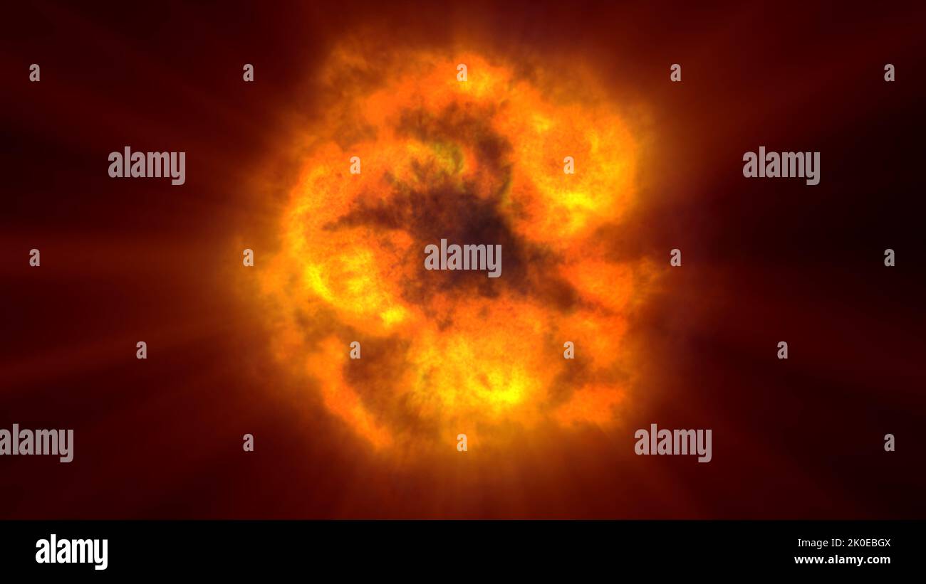 fire flame ball explosion in space, abstract illustration Stock Photo ...