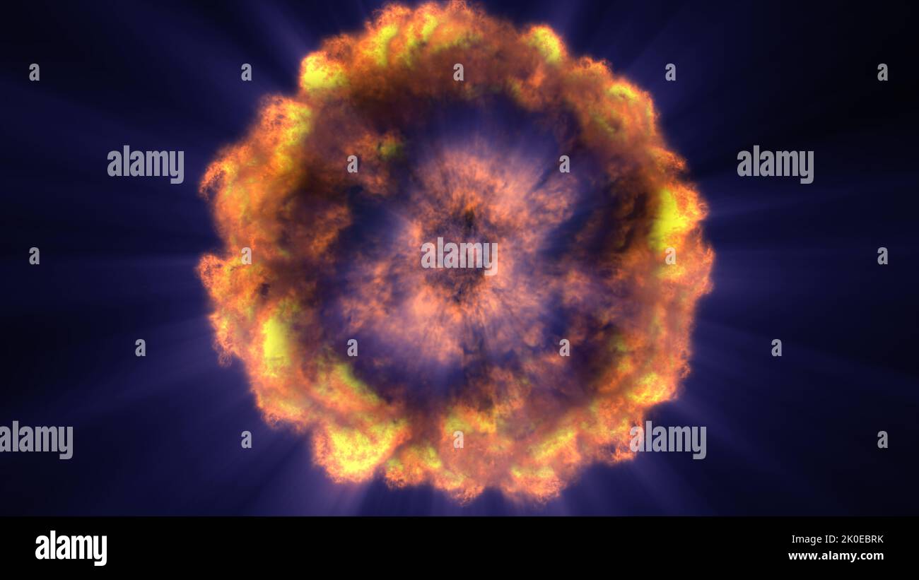 fire flame ball explosion in space, abstract illustration Stock Photo ...