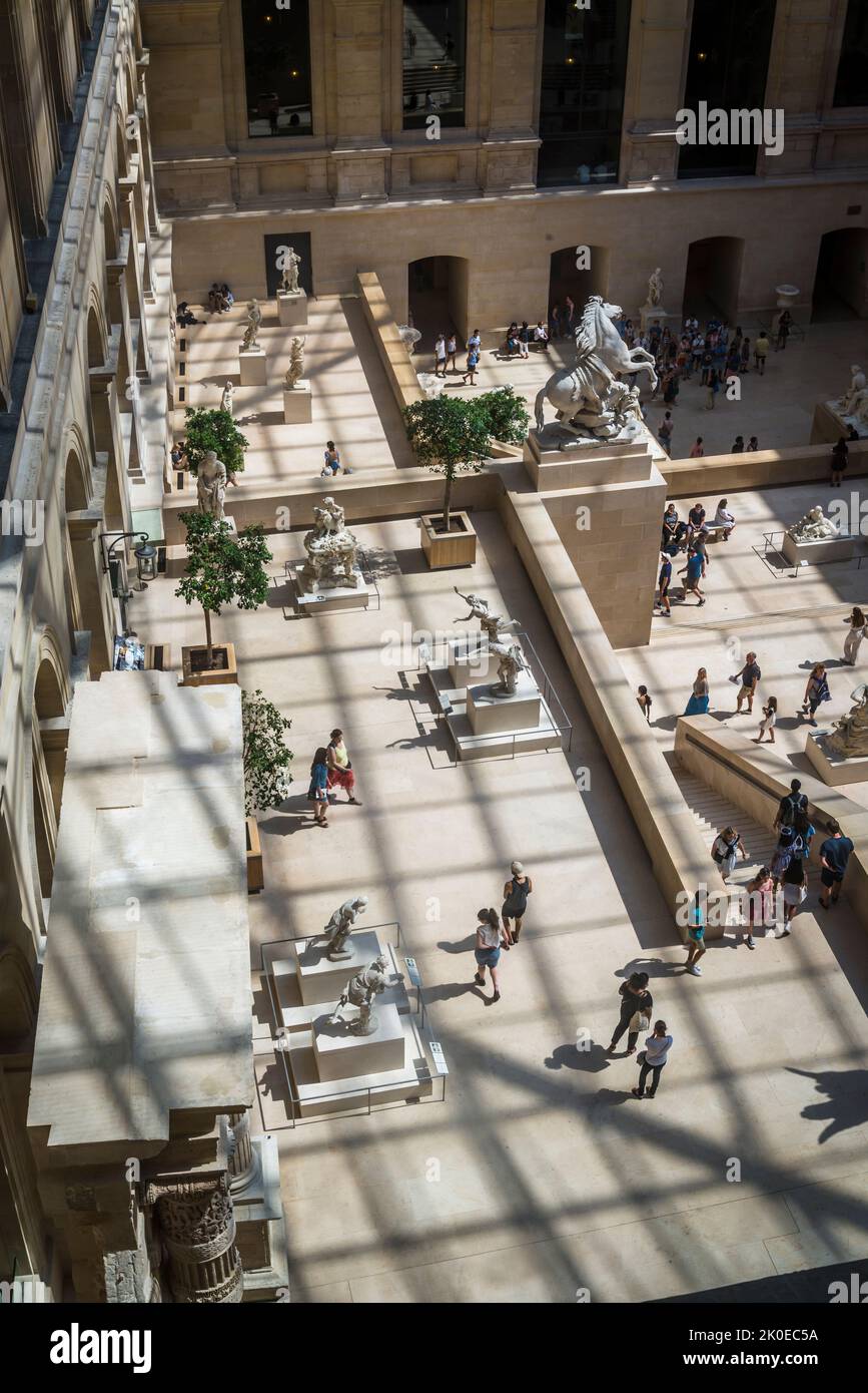 The Cour Marly where French sculpture is exhibited, Louvre Museum, the ...