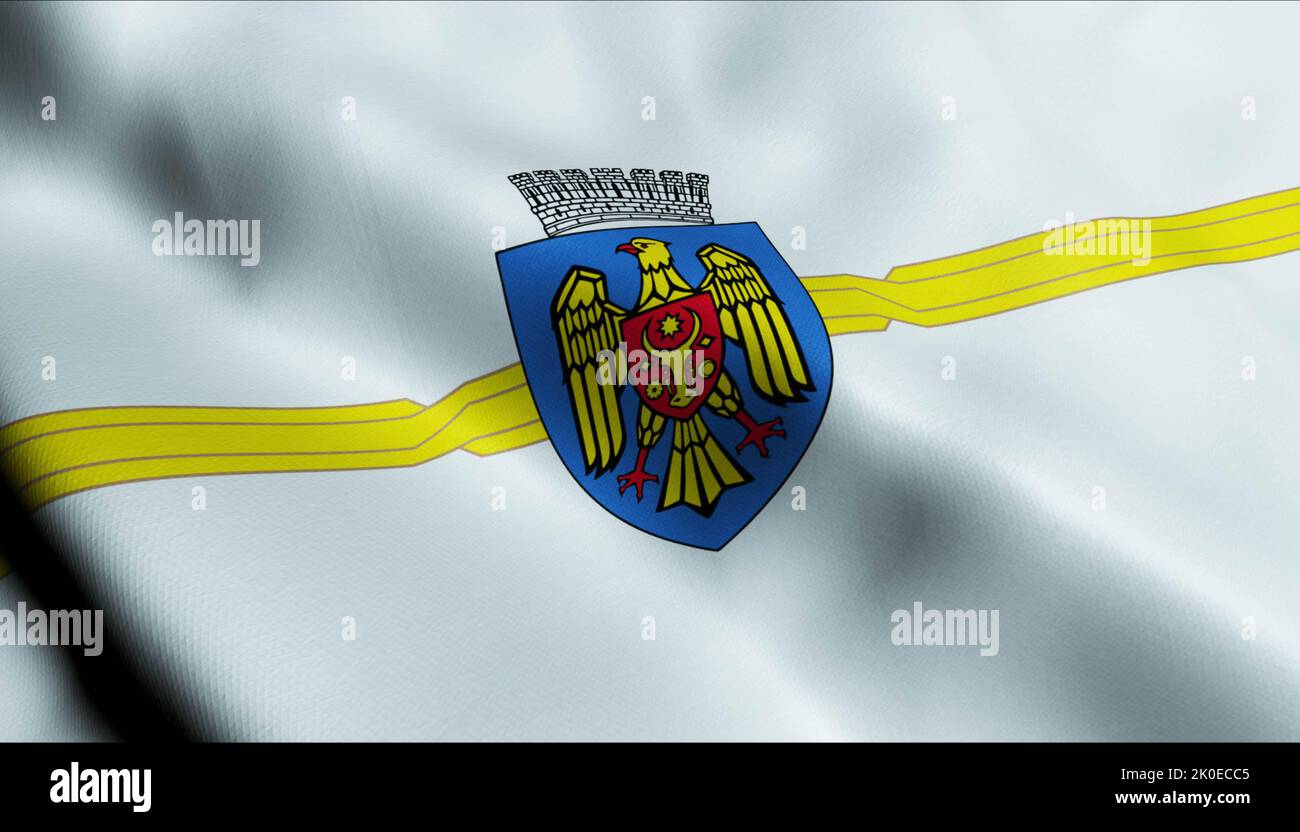 3D Illustration of a waving Moldova city flag of Chisinau Stock Photo ...