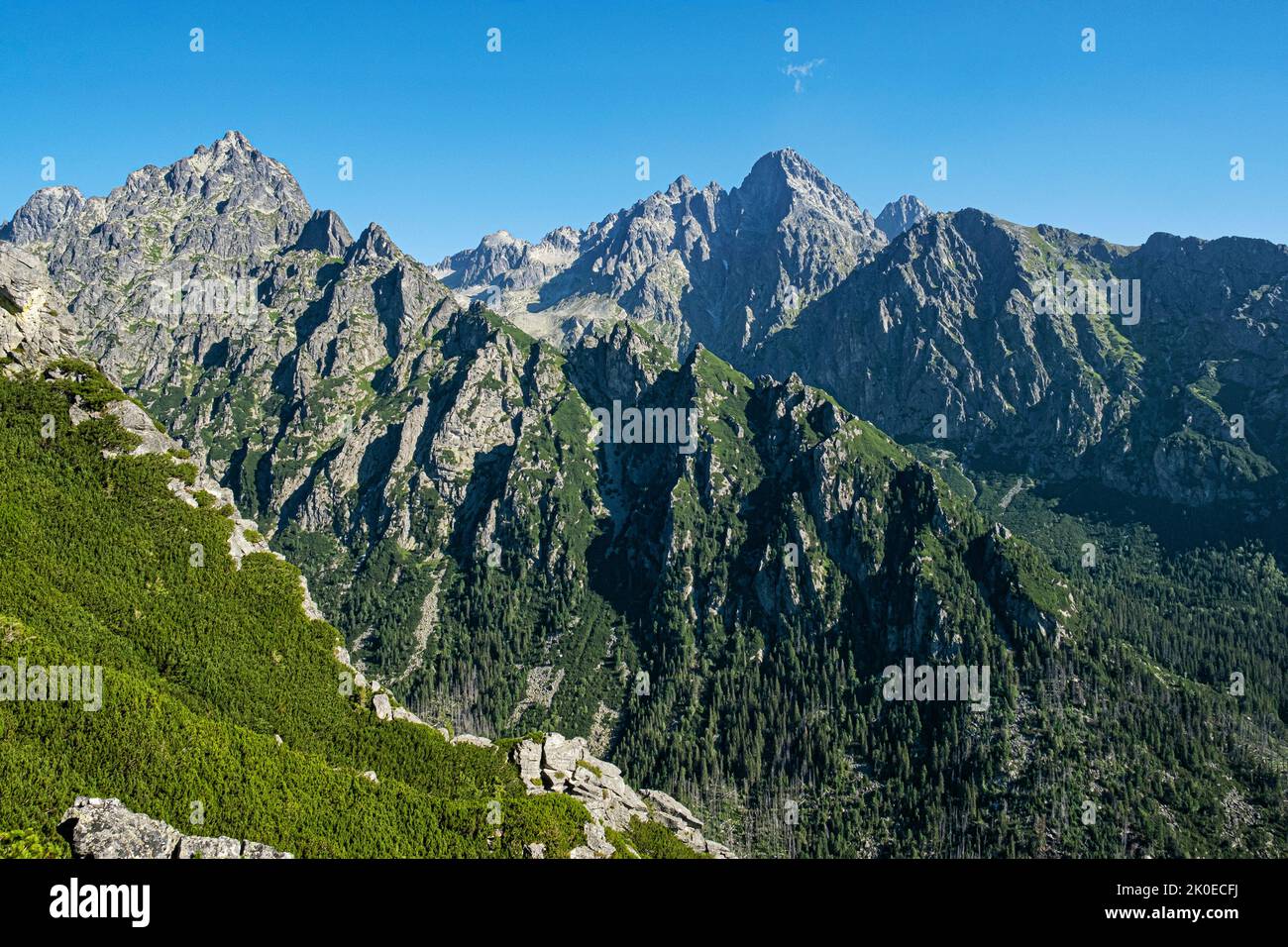 High Tatras scenery from Slavkov lookout, Slovak republic. Hiking theme ...