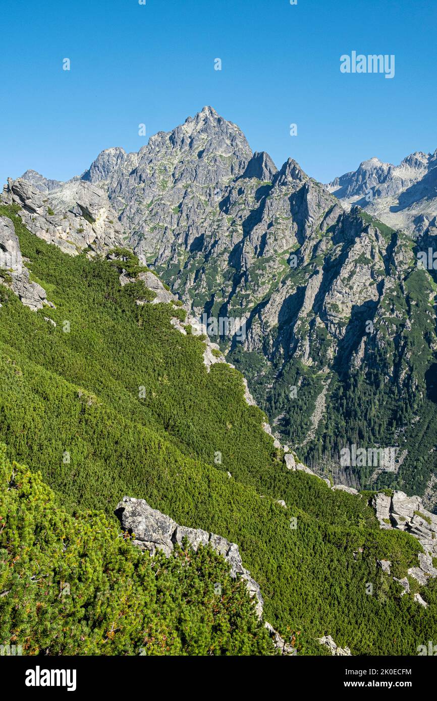 High Tatras scenery from Slavkov lookout, Slovak republic. Hiking theme ...