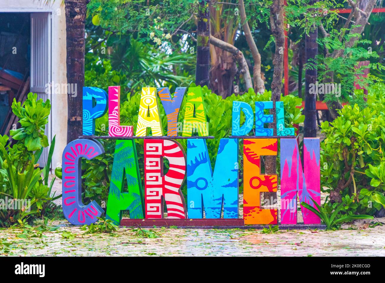 Colorful Playa del Carmen lettering sign symbol on beach in Playa del ...