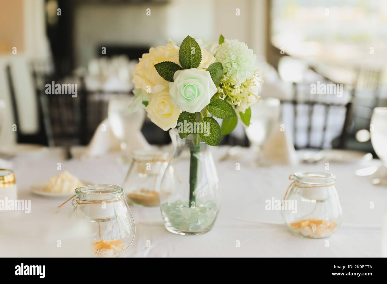 wedding tables during ceremony Stock Photo - Alamy