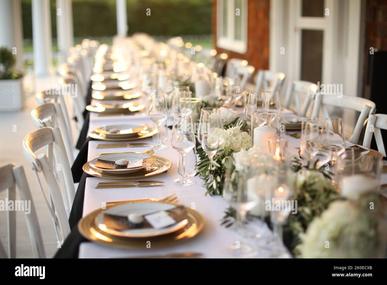 wedding tables during ceremony Stock Photo - Alamy