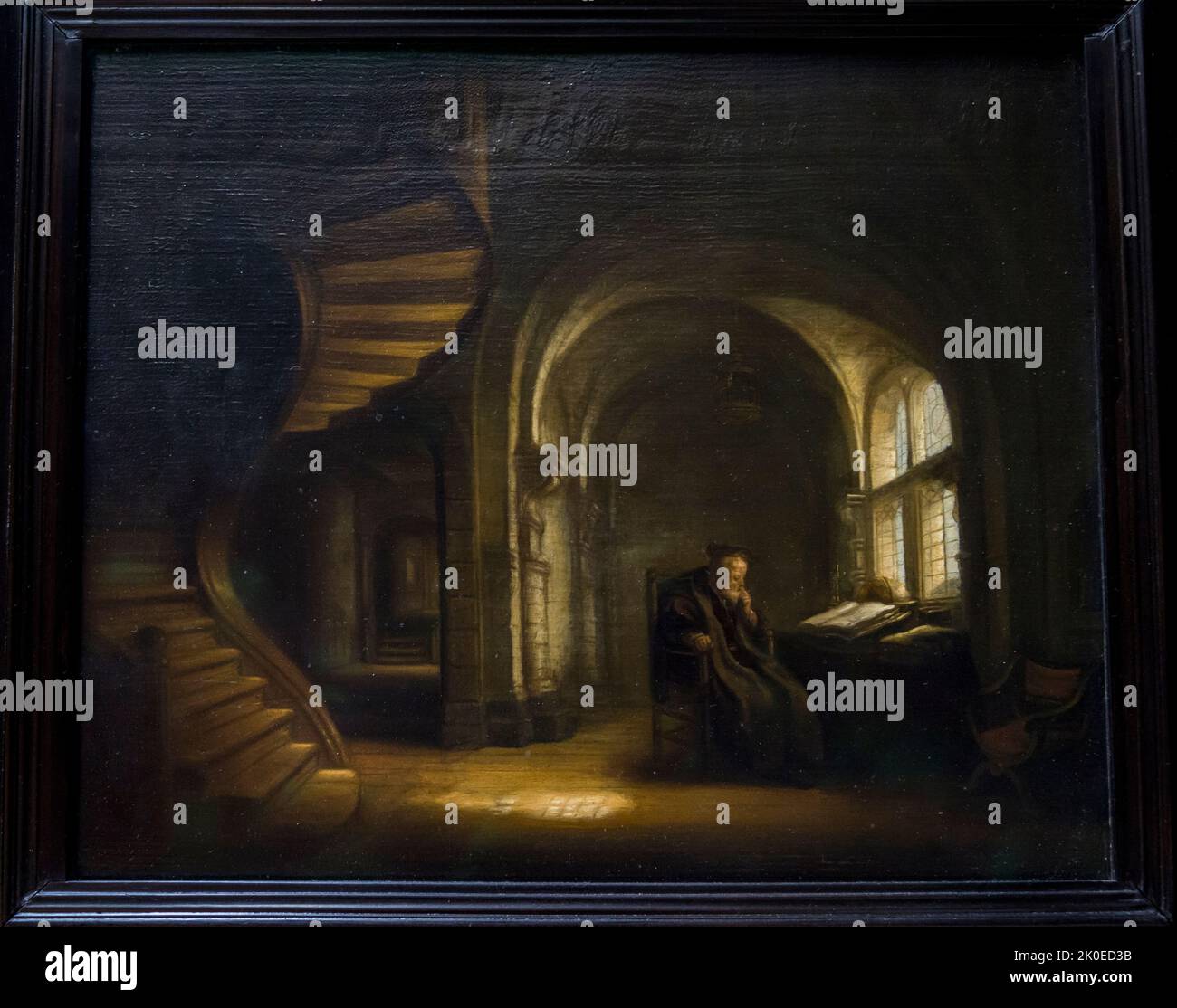 Philosopher in Meditation, painting after Rembrandt, Louvre Museum, the ...