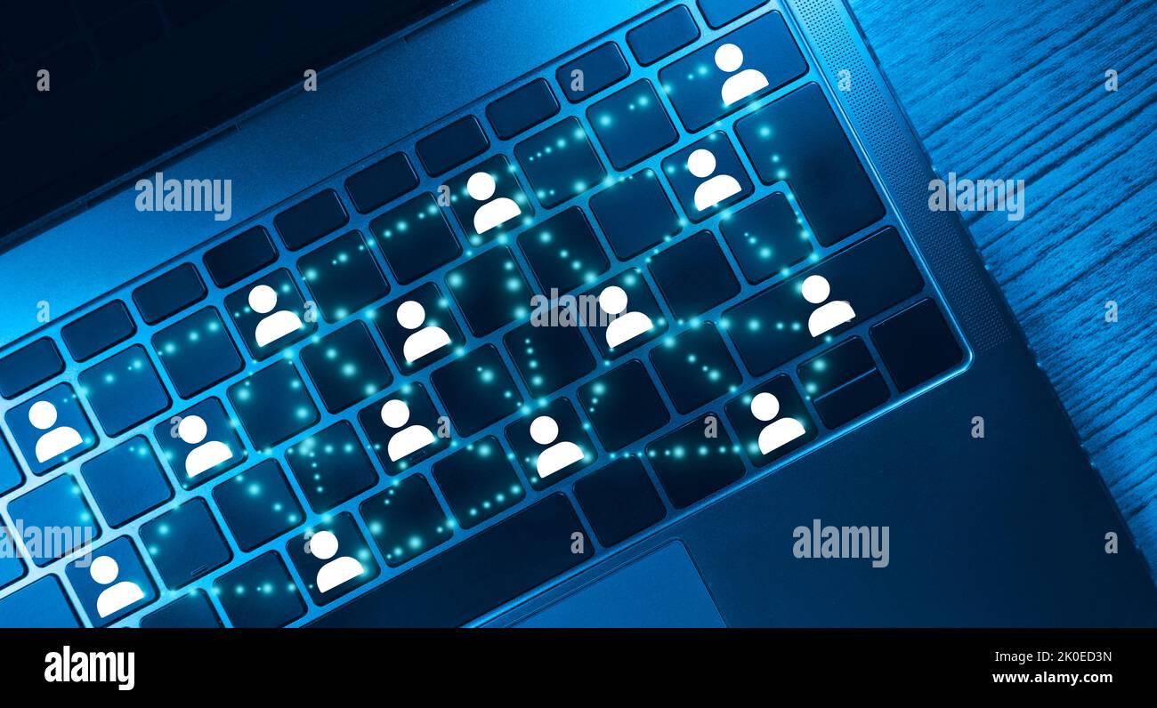 Top view design on green background of network with members connected with each other and copy ...