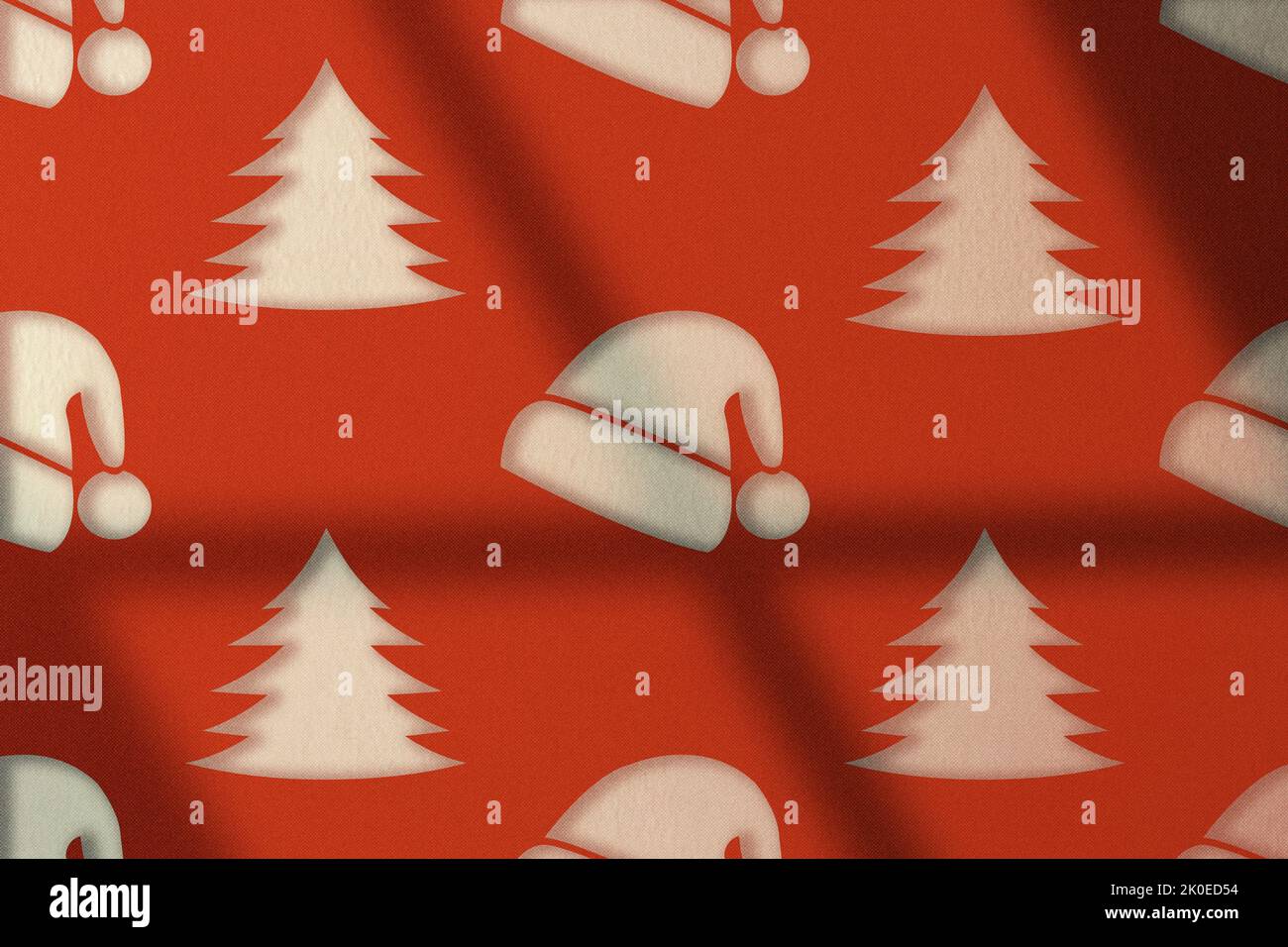 Christmas illustration design of Santa Claus's hat and christmas trees ...