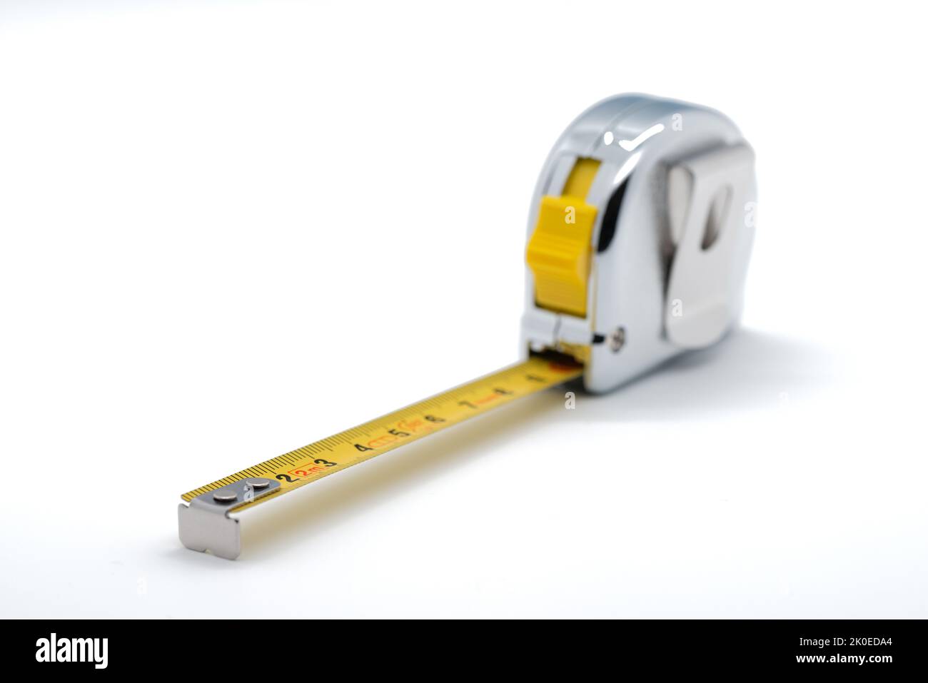 Tape measure for measuring, white background, cropped image Stock Photo ...
