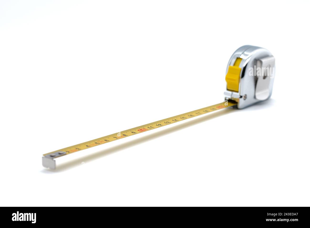 Tape measure for measuring, white background, cropped image Stock Photo ...