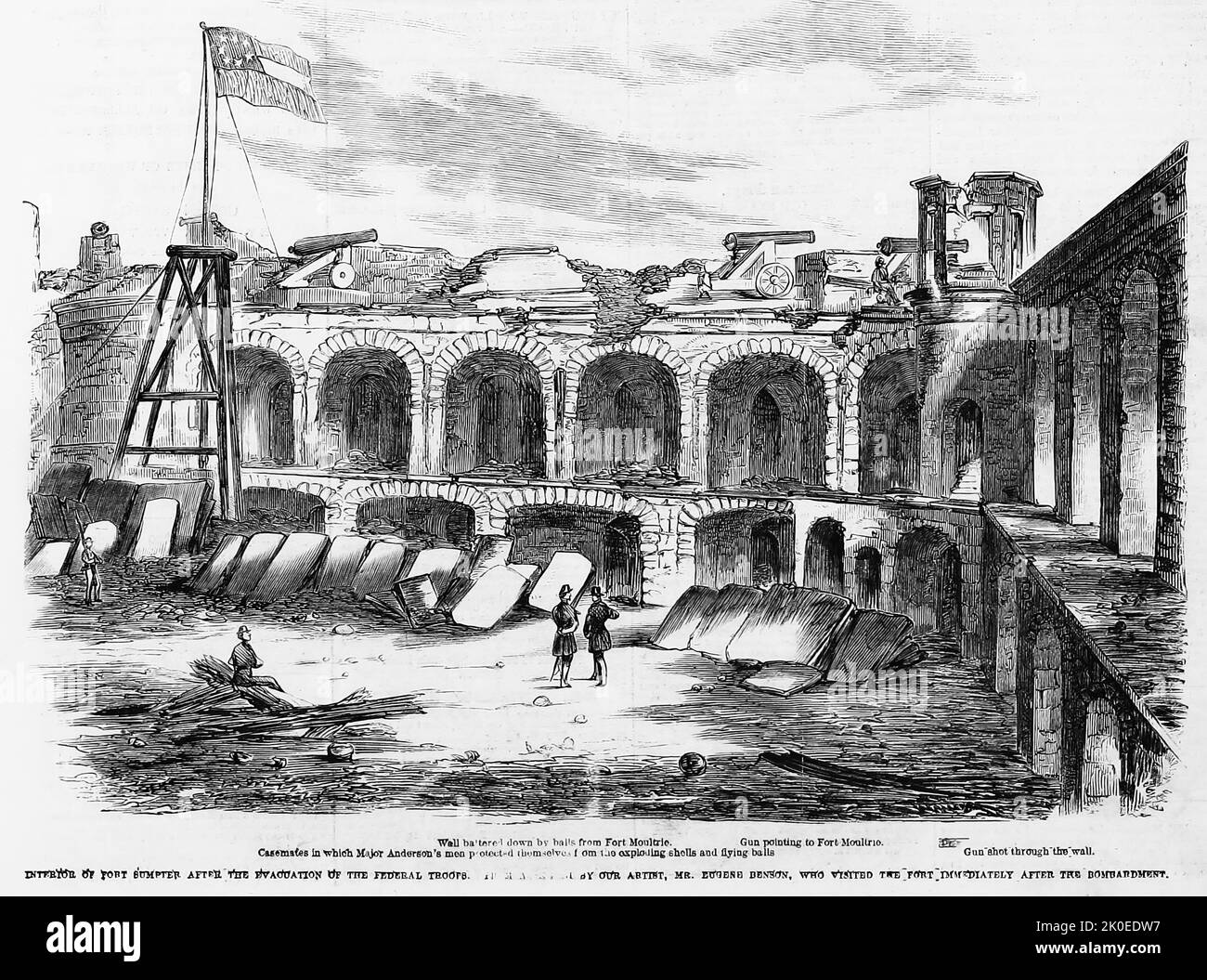 Interior of Fort Sumter after the evacuation of the Federal troops ...