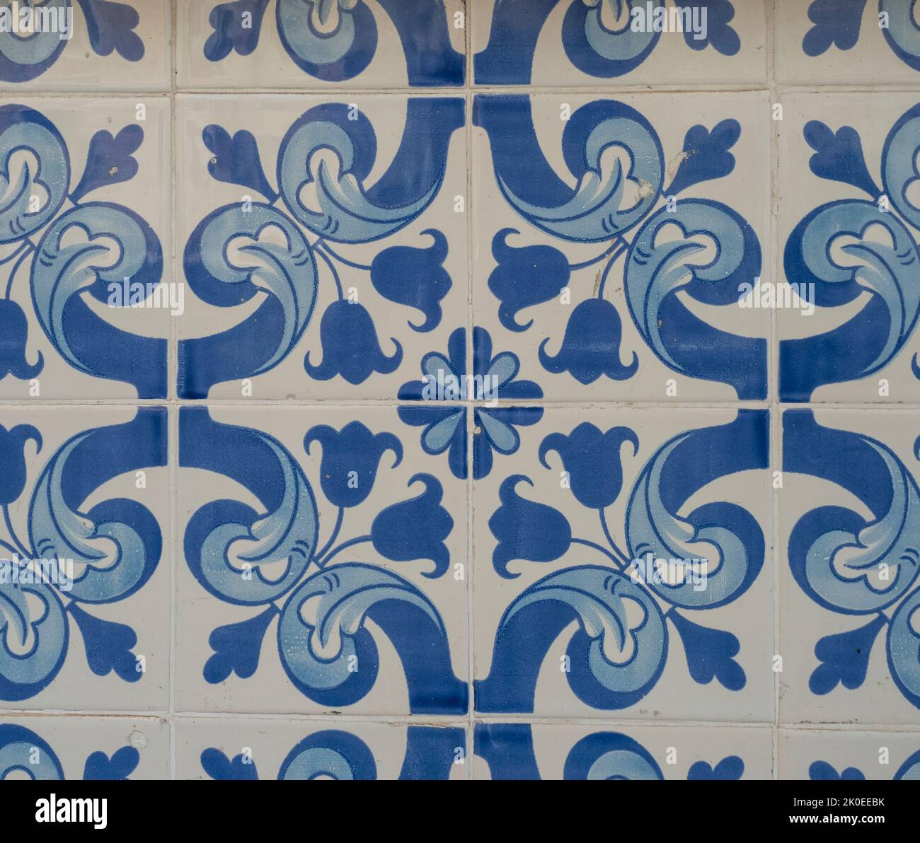 Blue ceramic tiles from facade of old houses in Lisbon Portugal ...