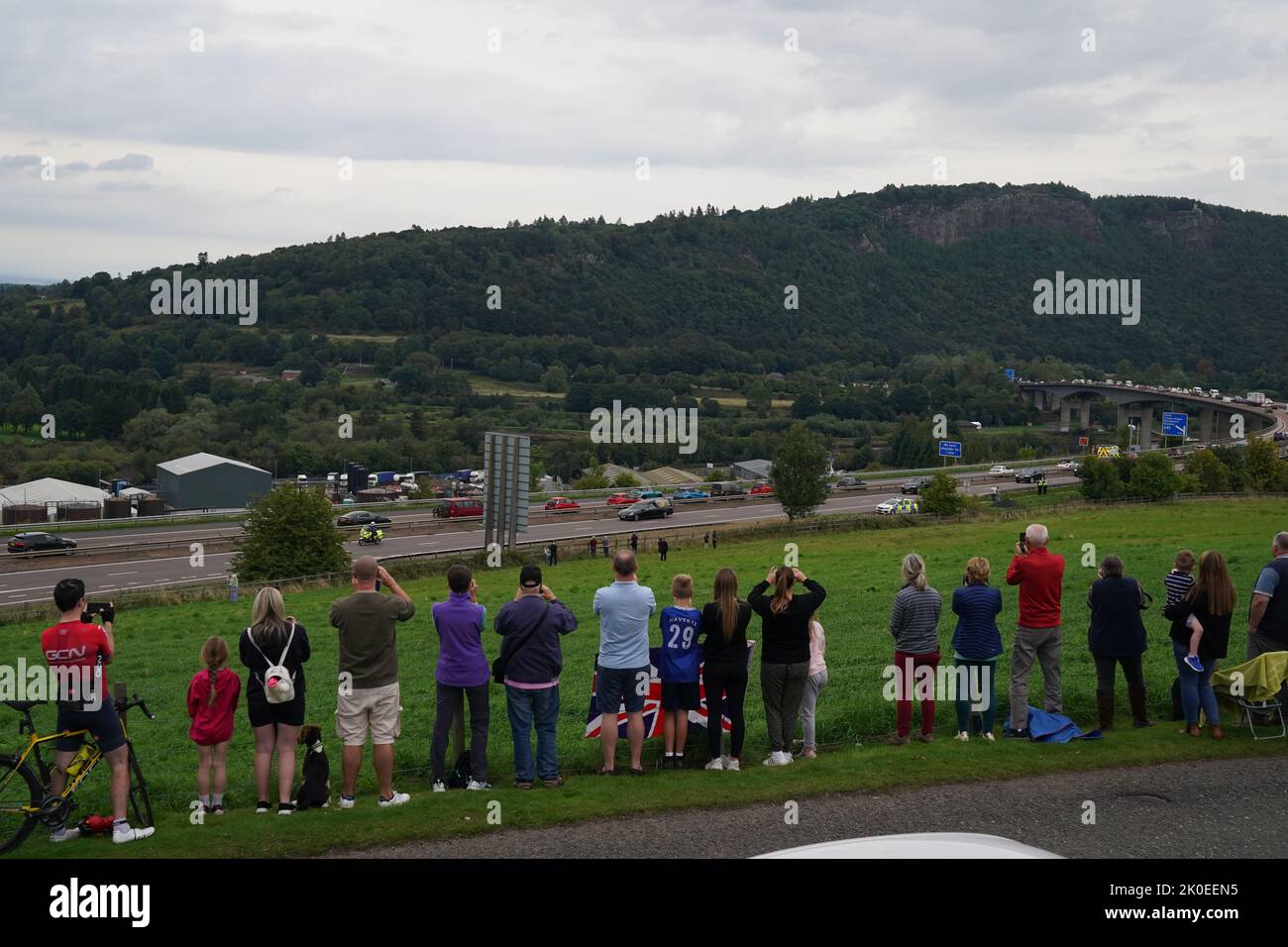 The hearse carrying the coffin of Queen Elizabeth II, draped with the ...