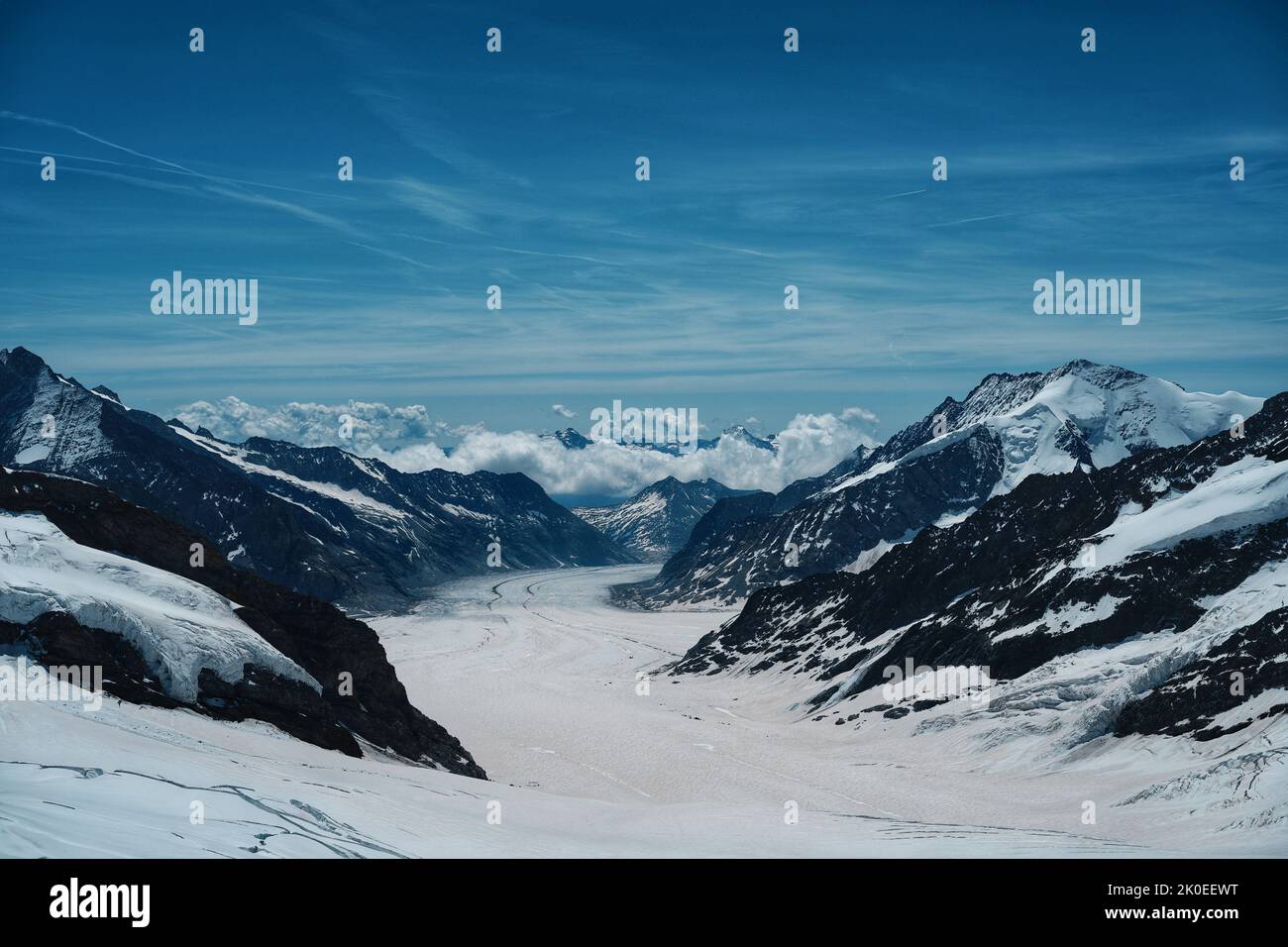 white mountain, Aletsch Glacier, Jungfrau region, Switzerland Stock ...