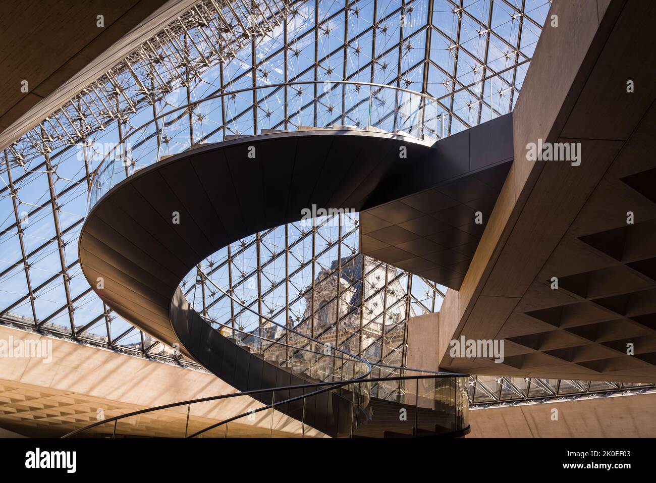 Underground lobby of the Louvre pyramid of the Louvre Museum, the world ...