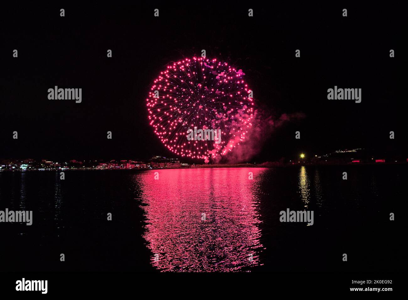 Bacoli, Naples, August 9, 2022. The fireworks paint the sky in various ...