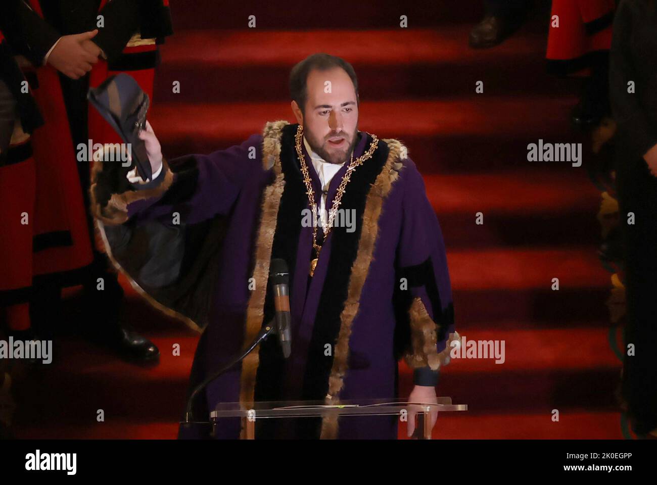 High Sheriff of Belfast Councillor John Hussey reads the proclamation ...