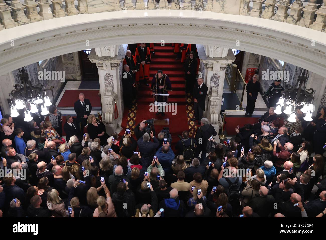 High Sheriff of Belfast Councillor John Hussey reads the proclamation ...