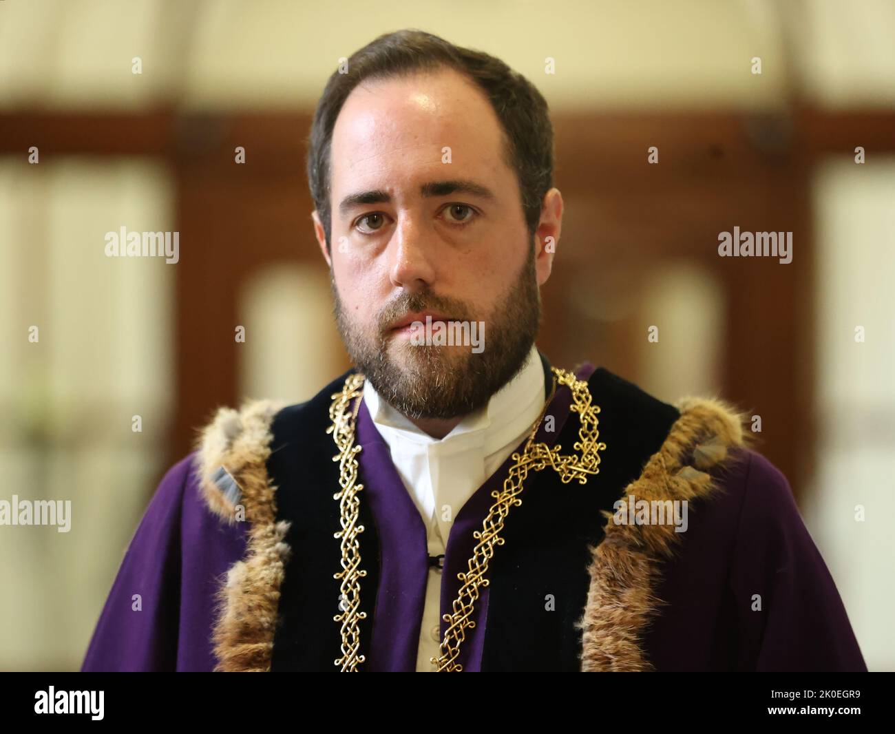 High Sheriff of Belfast Councillor John Hussey after he read the ...