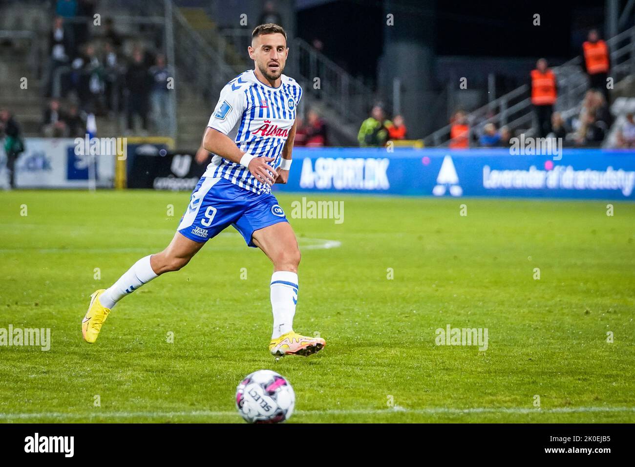 Odense, Denmark. 10th, September 2022. Bashkim Kadrii (9) of OB seen ...