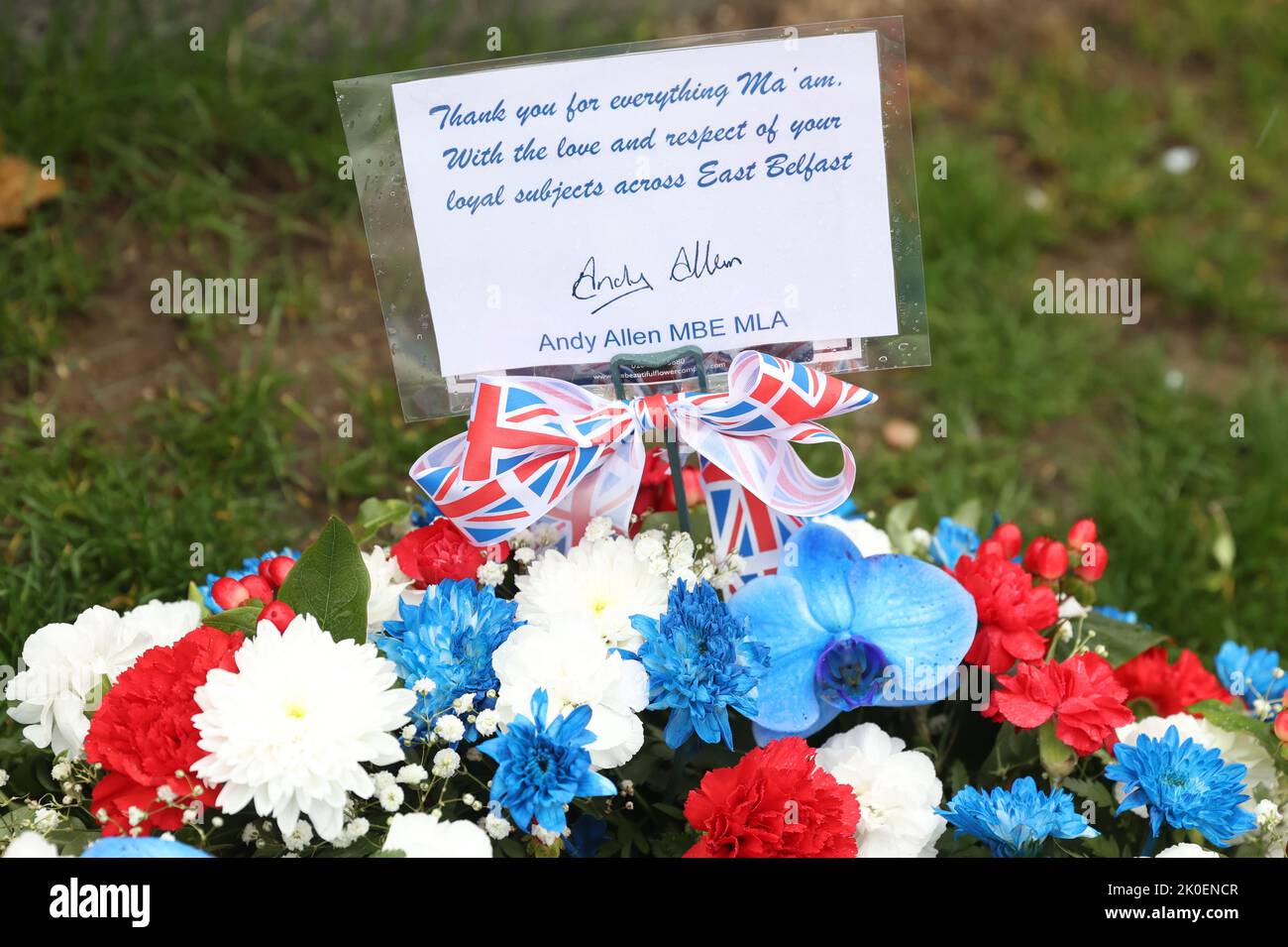 Floral tributes at Aslan statue in CS Lewis Square in east Belfast ...