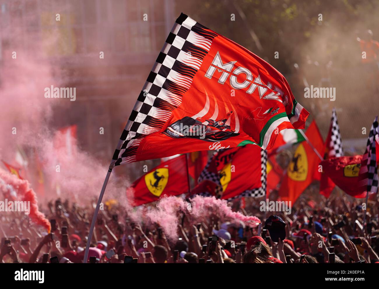 The Ferrari Tifosi after the end of the Italian Grand Prix at the Monza ...