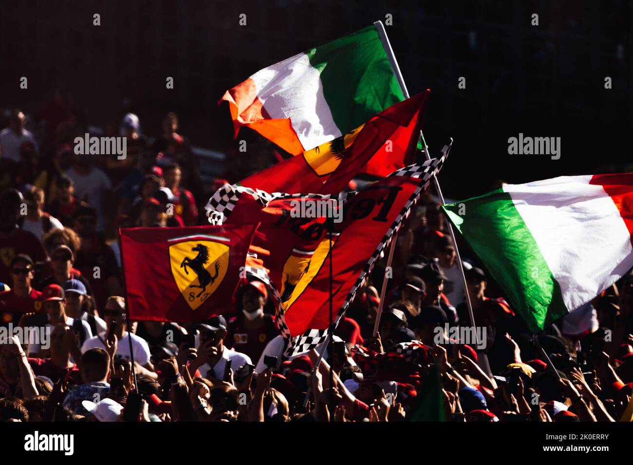 Monza, Italy. 11th Sep, 2022. Circuit atmosphere - fans at the podium ...