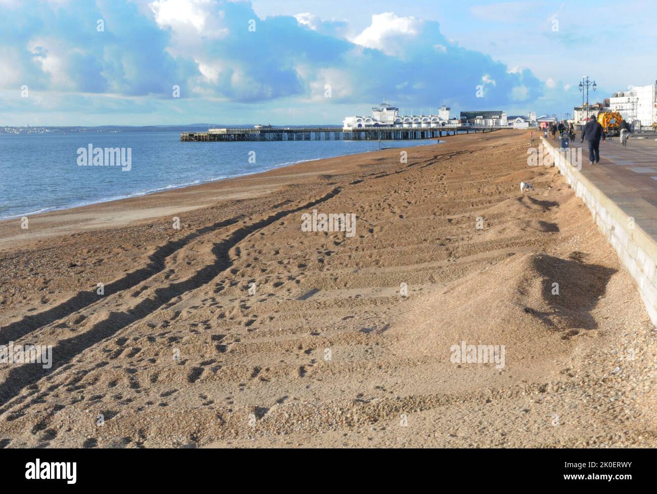 THE SANDY BEACH AT SOUTHSEA , HANTS AFTER THE STORMS WASHED AWAY THE ...