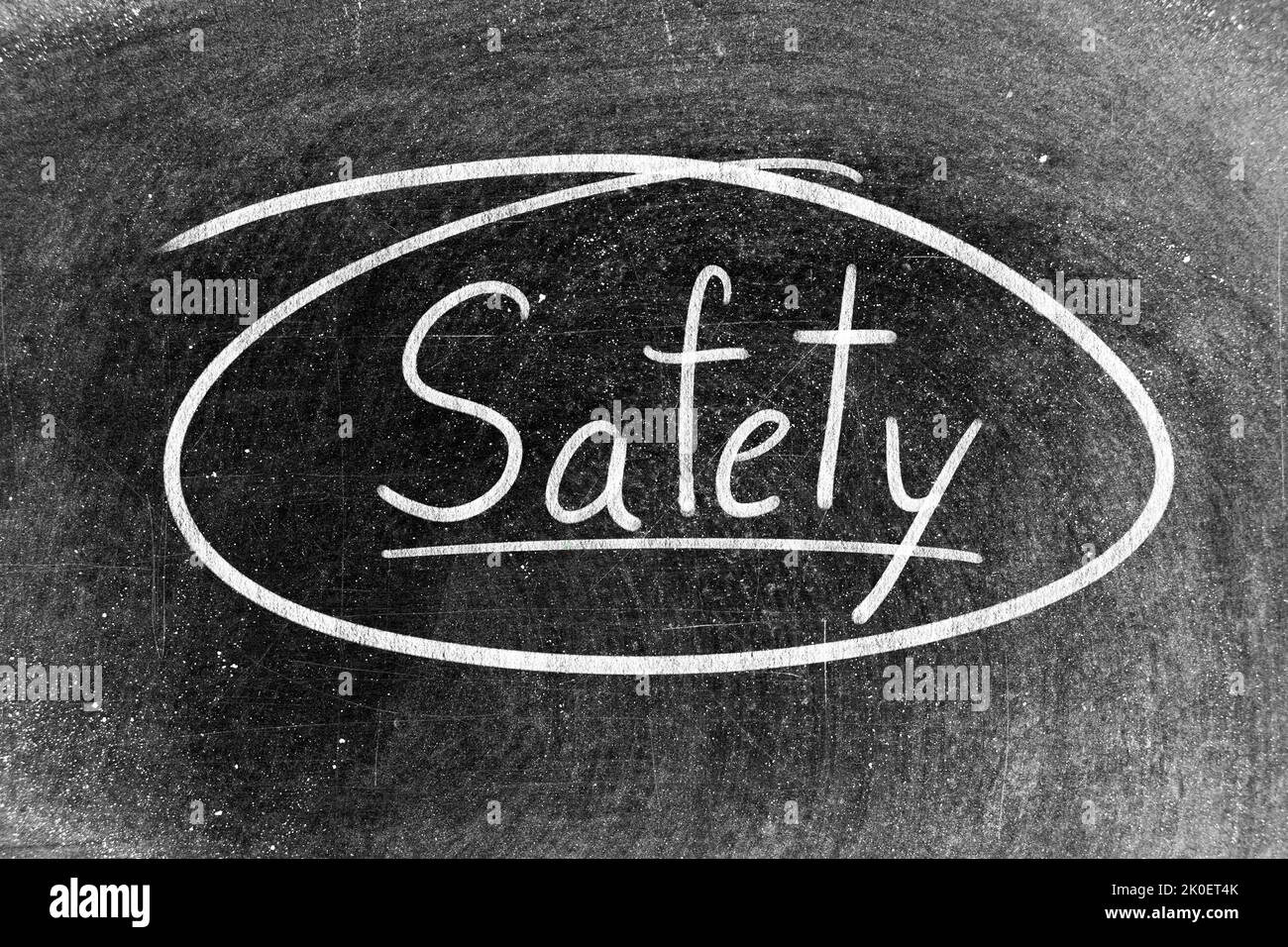 White chalk hand writing in word safety on blackboard background Stock ...