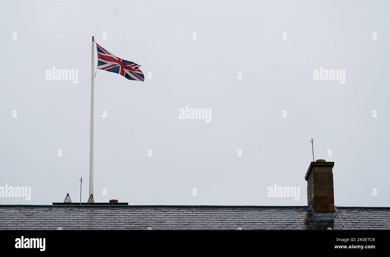 The Union flag flies at full mast during an Accession Proclamation ...