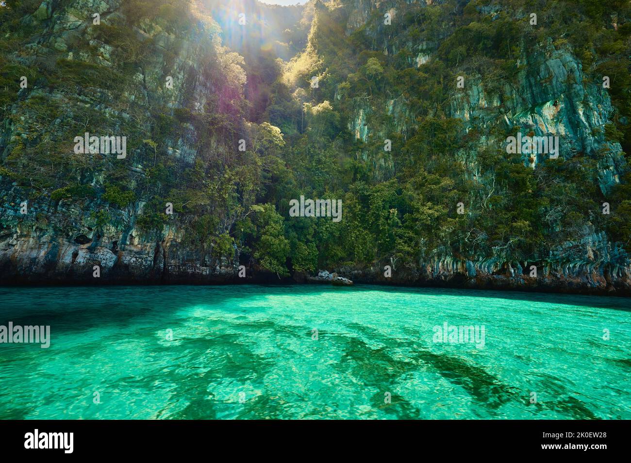 The landscape of Pileh Lagoon, a famous tourist spot in Phi Phi Islands ...