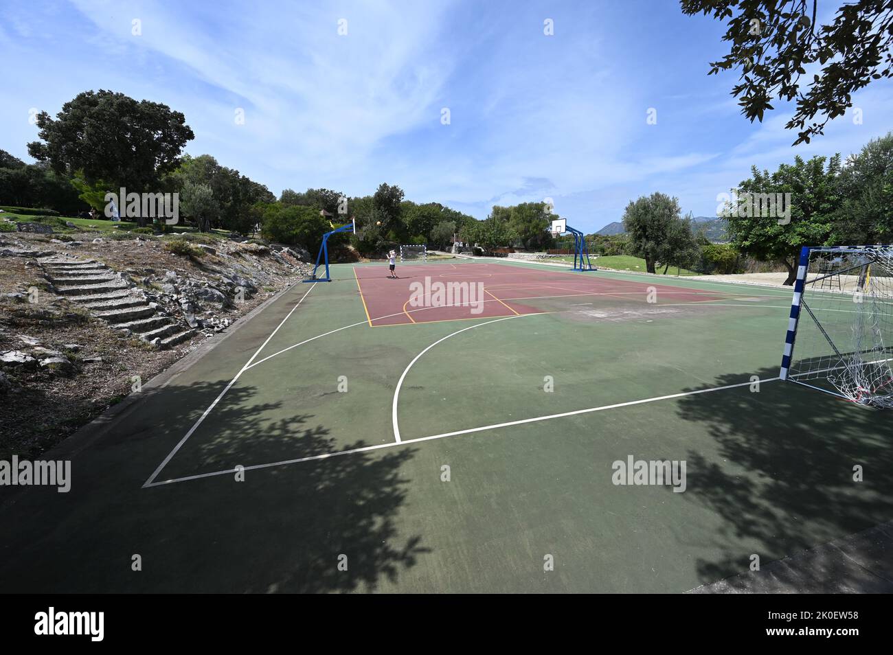 Hard court sports pitch at a hotel in Croatia Stock Photo - Alamy