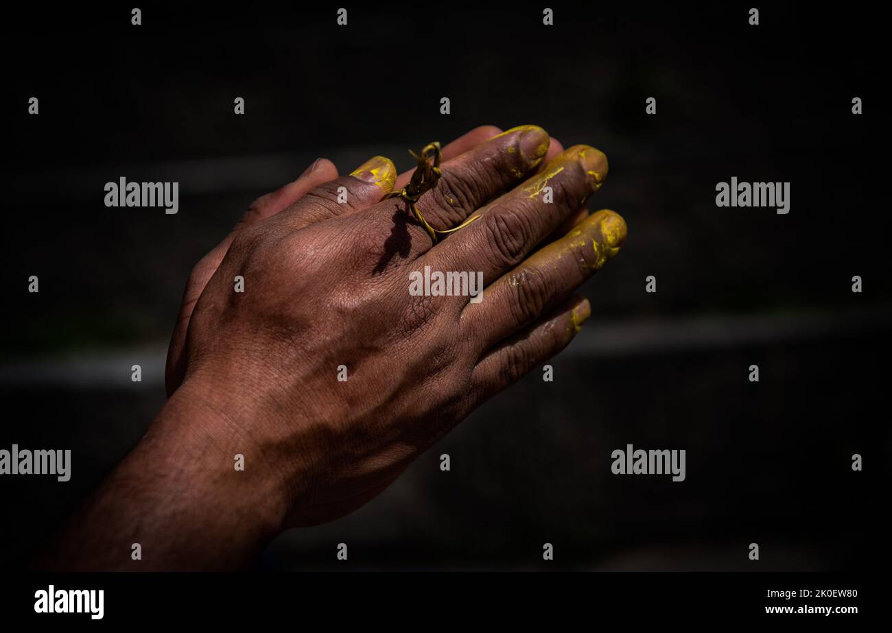 Nepalese hands held in prayer Stock Photo - Alamy