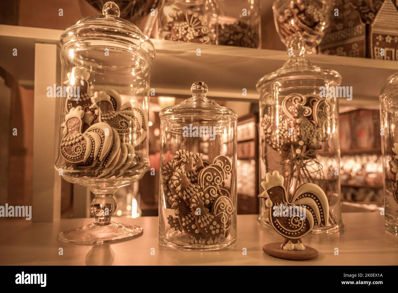 decorative gingerbread in glass jar Stock Photo - Alamy