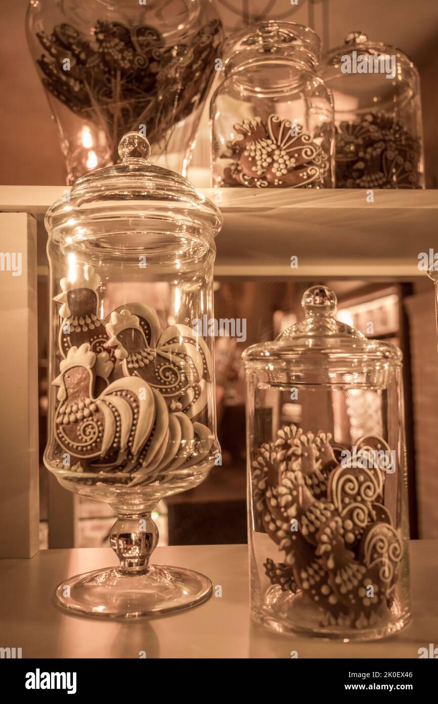 decorative gingerbread in glass jar Stock Photo - Alamy